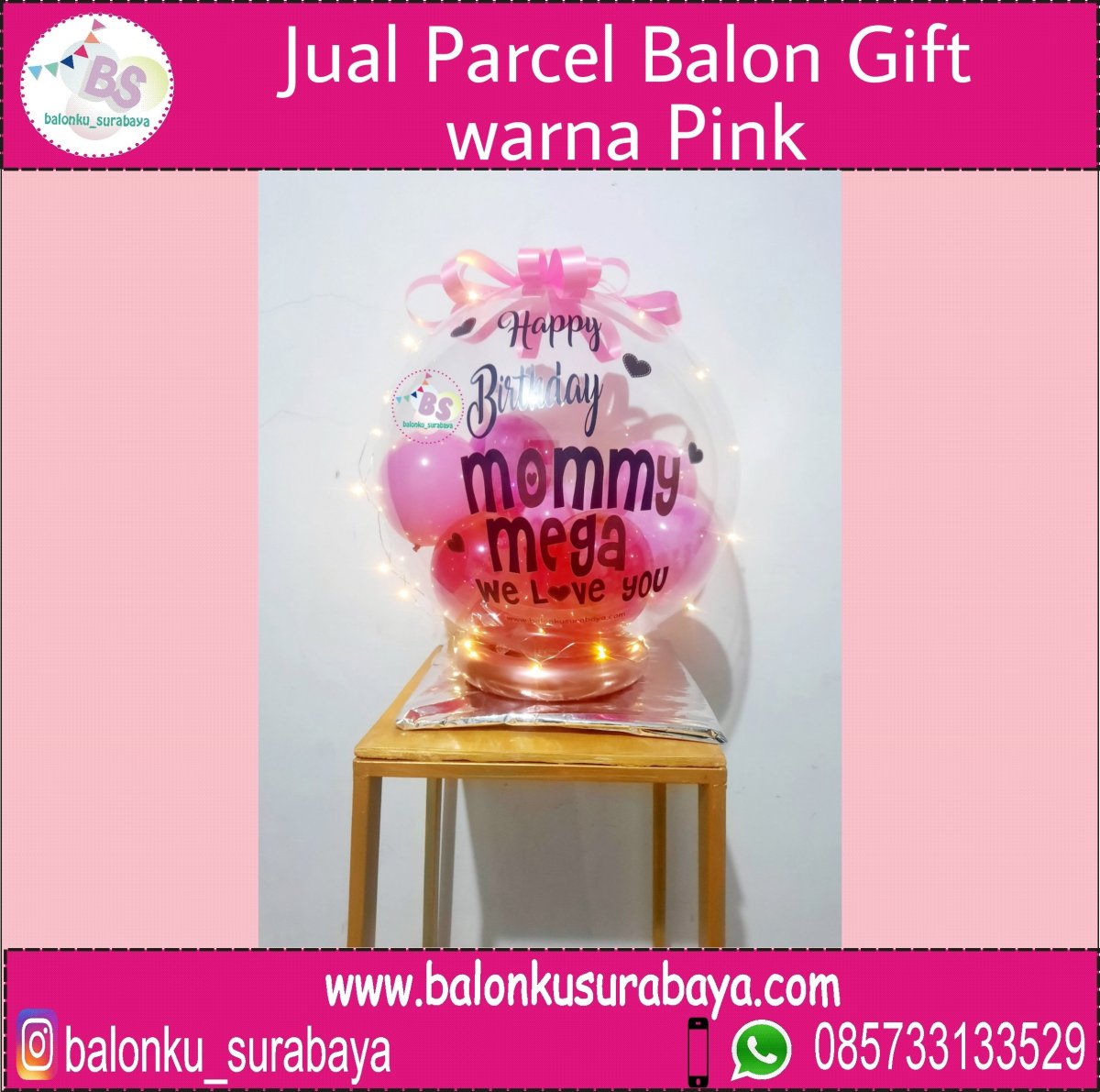 Jual Parcel Balon Gift Warna pink – Balonku Surabaya
